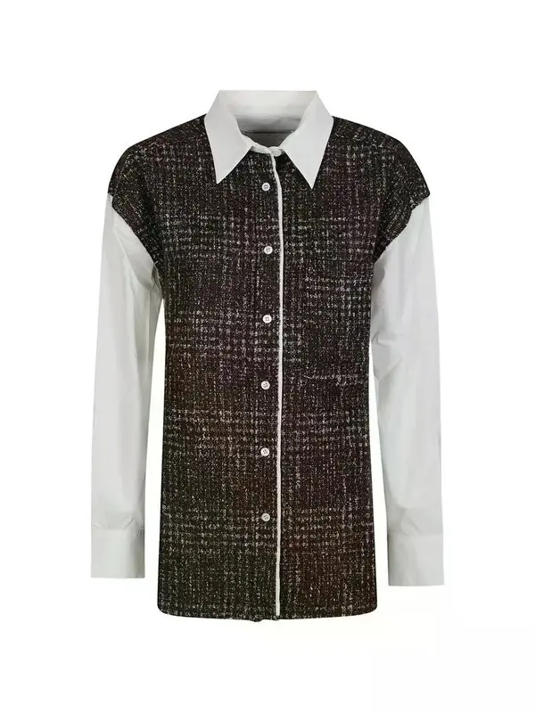 IRO PARIS Tweed-panelled Long-sleeve Shirt