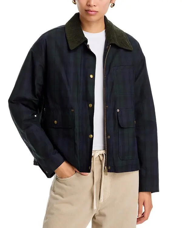 Blanknyc Plaid Cord Collar Barn Jacket