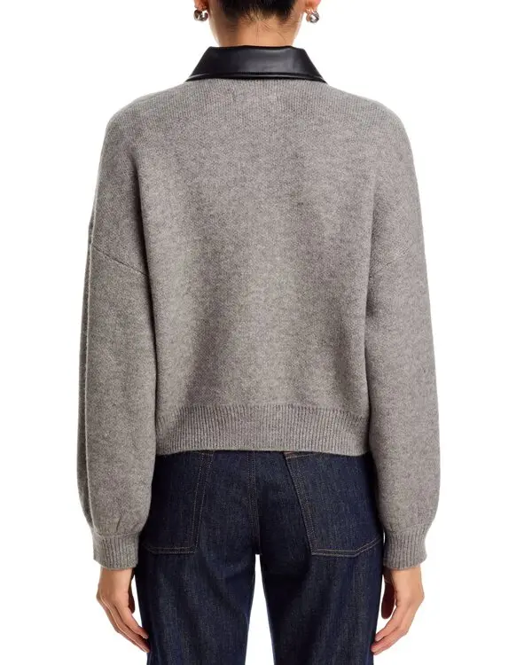 Blanknyc Faux Leather Knit Mixed Media Sweater