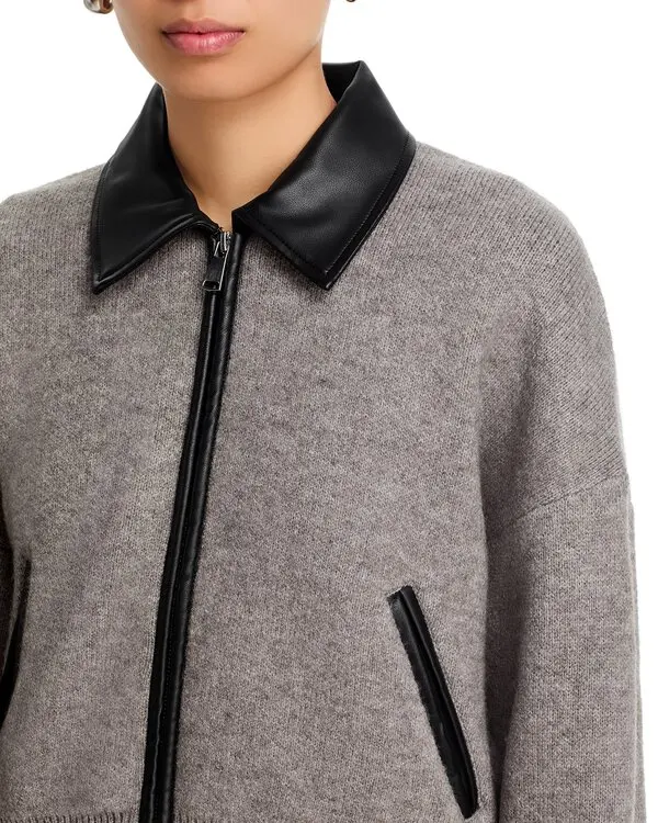 Blanknyc Faux Leather Knit Mixed Media Sweater