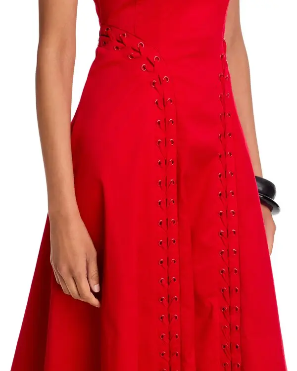 Aqua Lace Up Midi Dress