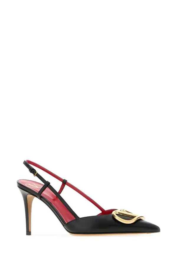 Valentino Garavani Leather Vlogo Signature Slingback Pumps - Black