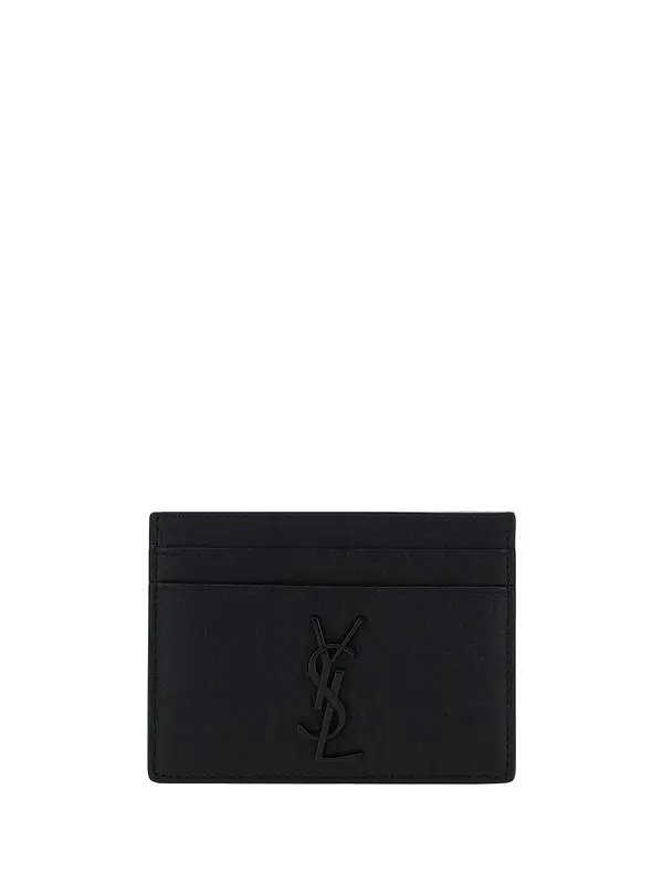 Saint Laurent Leather Cardholder - Black