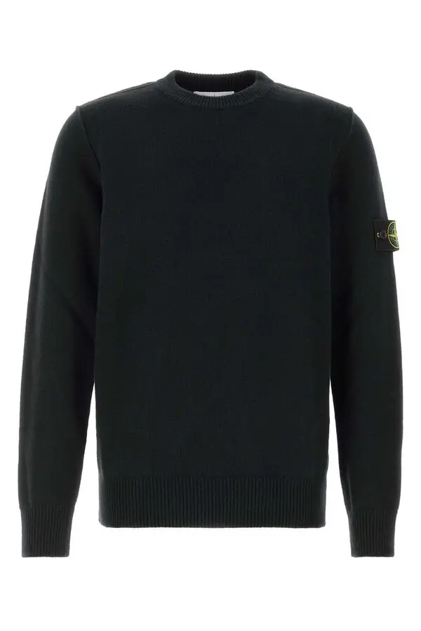 Stone Island Wool Blend Crew Neck Sweater - Black