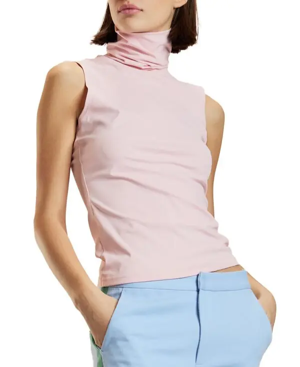 Cynthia Rowley Lycra Sleeveless Turtle Neck Top