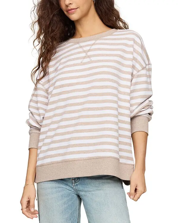 Z Supply The Everyday Striped Crewneck Sweatshirt - Heather Ash
