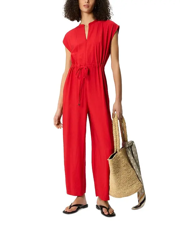 Whistles Petite Sleeveless Drawstring Jumpsuit - Red