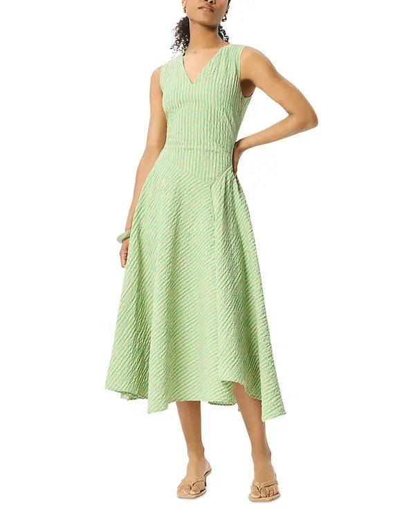 Whistles Check V Neck Asymmetric Dress