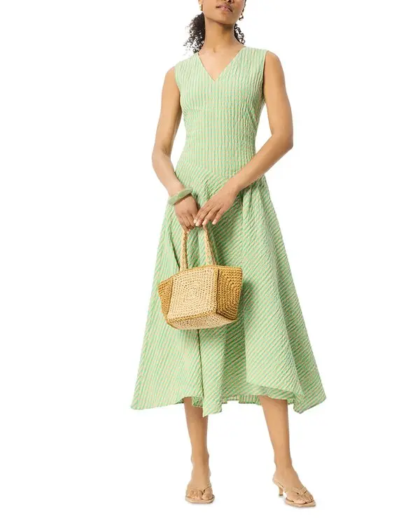 Whistles Check V Neck Asymmetric Dress
