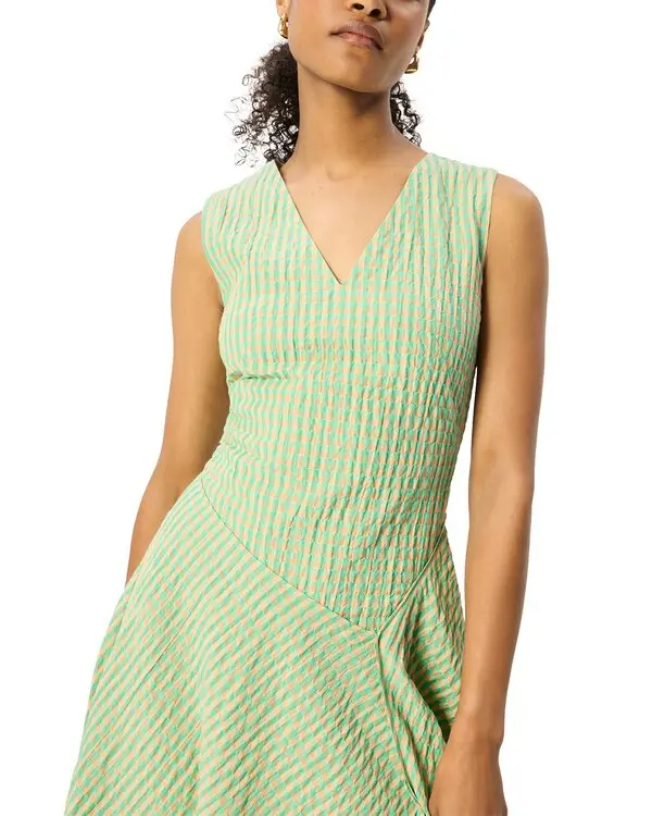 Whistles Check V Neck Asymmetric Dress