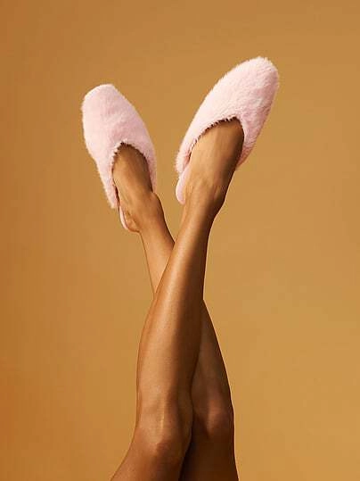 Victoria's Secret Faux Fur Mule Slippers - Pink