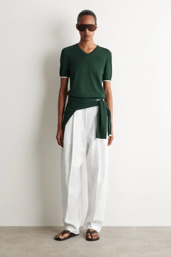 Cos Layered-detail Knitted V-neck T-shirt