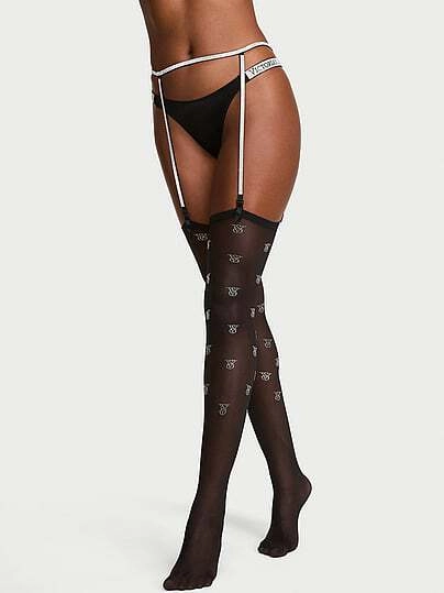 Victoria's Secret Sheer Shine Monogram Stockings
