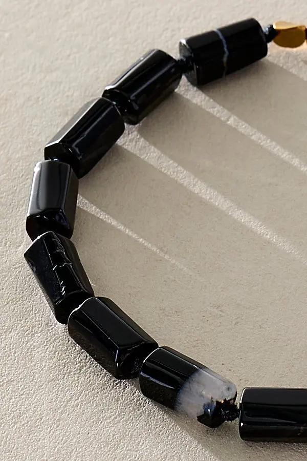Free People Sarri Stone Anklet - Black Stone