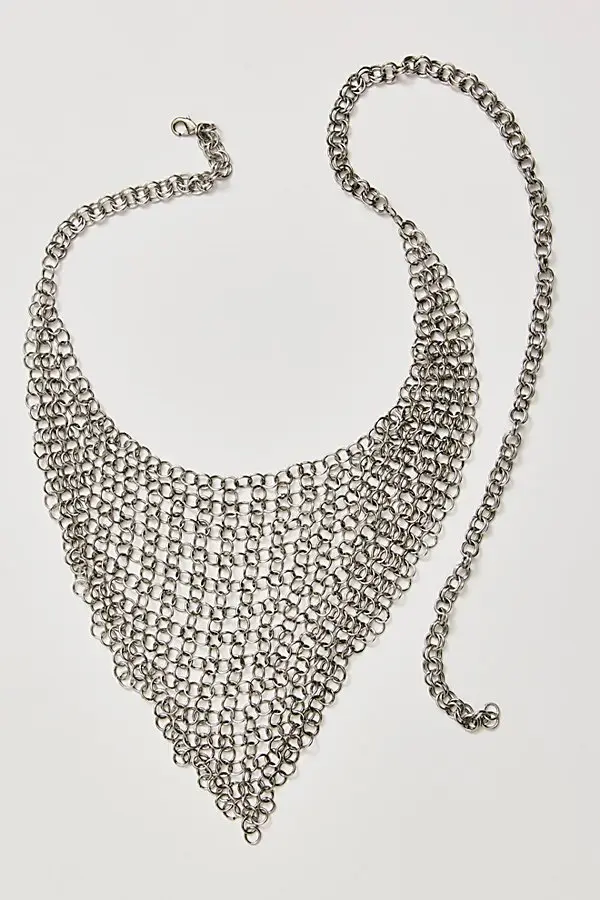 Free People Bex Bandana Chainmail Belt - Silver