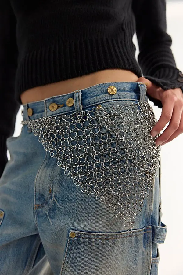 Free People Bex Bandana Chainmail Belt - Silver