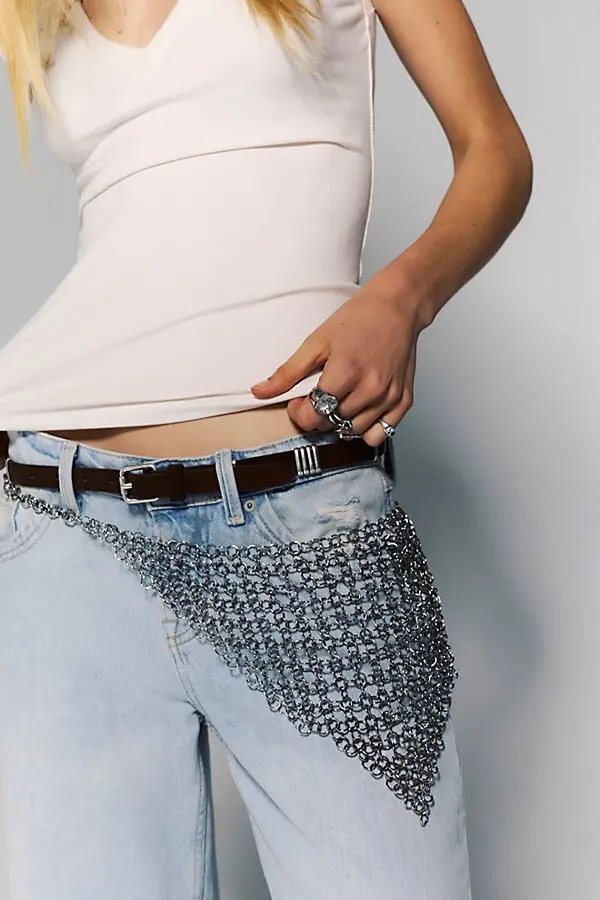 Free People Bex Bandana Chainmail Belt - Silver