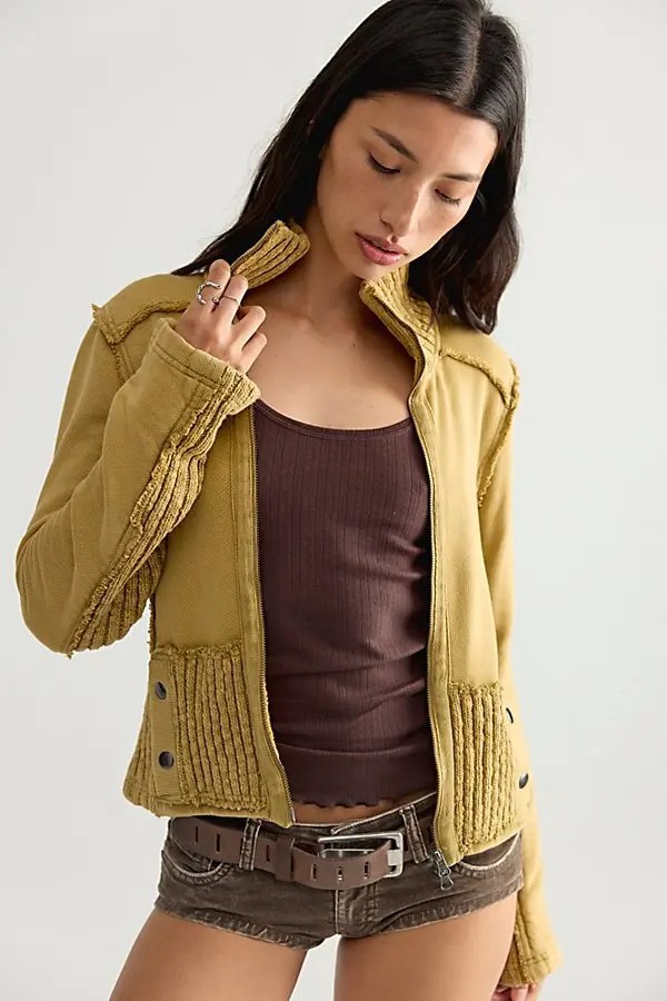 Free People We The Free My Inn Zip-up - Hemp