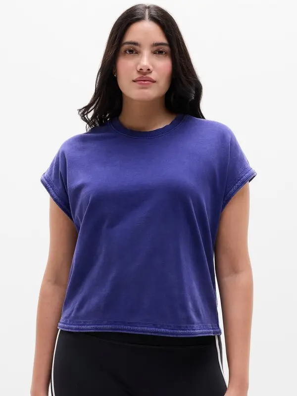 Athleta Airy Cotton Terry Snow Wash Sweatshirt Tee - Mystic