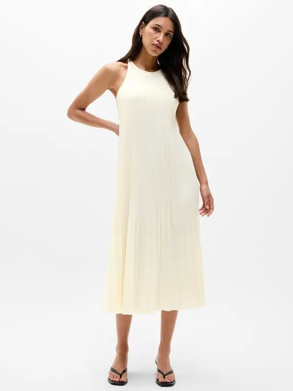 Athleta Featherweight Plissé Midi Dress - Pearl