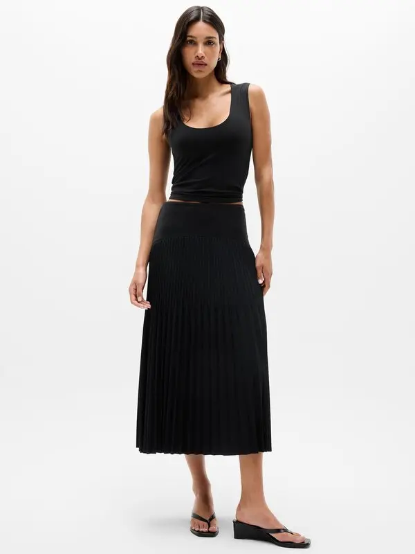 Athleta Featherweight Plissé Midi Skirt - Black