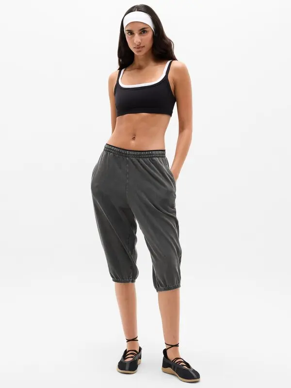 Athleta Airy Cotton Terry Snow Wash Capri - Ash