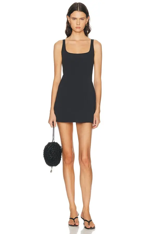 SKIMS Cotton Jersey Mini Dress In Black - Soot