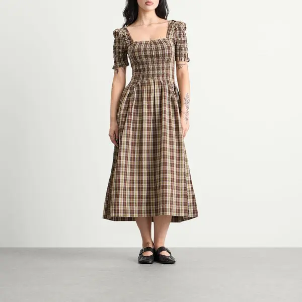 DAMSON MADDER Emmy Shirred Midi Dress