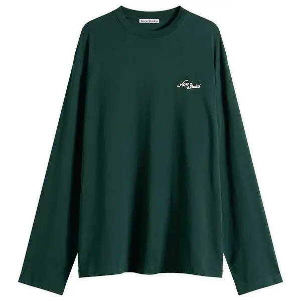 Acne Studios Edden Venice Logo Long Sleeve T-shirt - Dark Green
