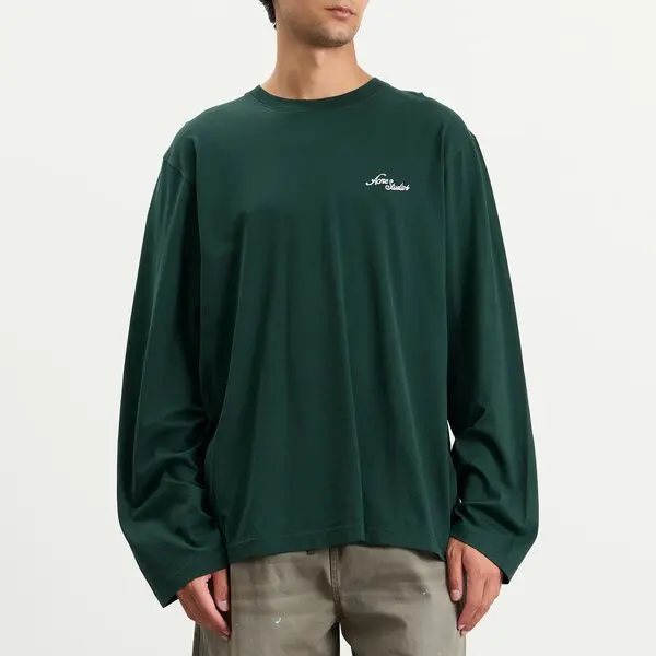 Acne Studios Edden Venice Logo Long Sleeve T-shirt - Dark Green