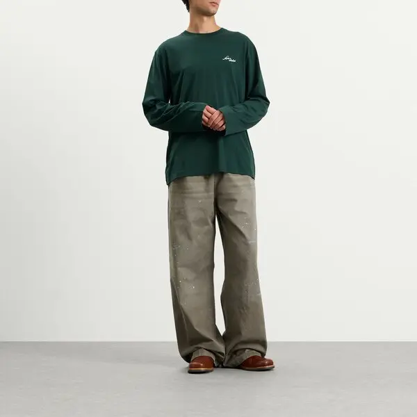 Acne Studios Edden Venice Logo Long Sleeve T-shirt - Dark Green