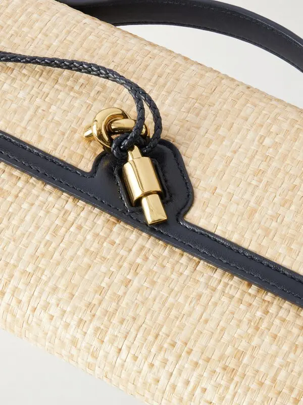 Bottega Veneta Andiamo" Clutch In Raffia With Leather Trim - Neutrals