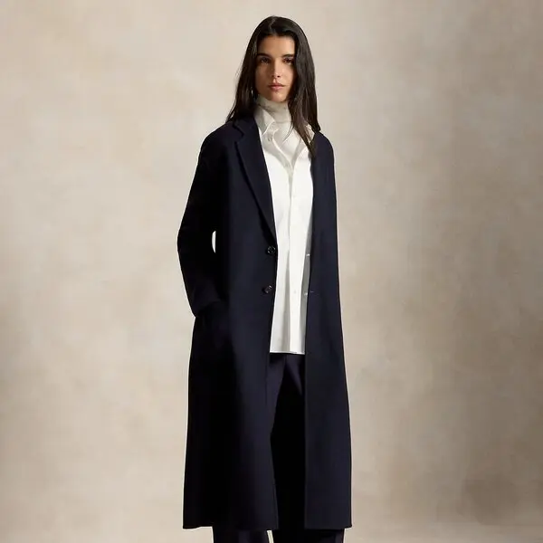 Ralph Lauren Double-faced Long Wool Coat - Navy