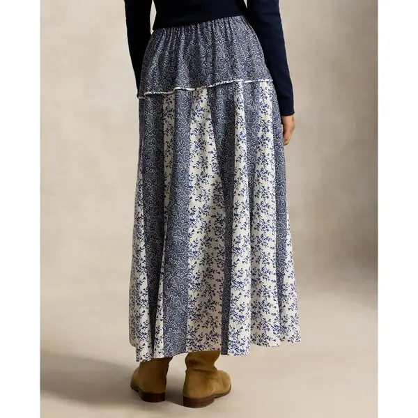 Ralph Lauren Floral Cotton Silk A-line Skirt