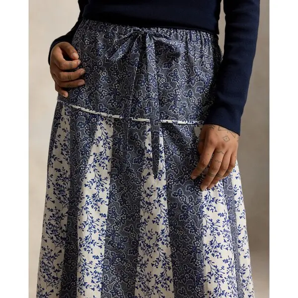 Ralph Lauren Floral Cotton Silk A-line Skirt