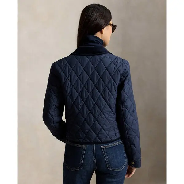 Ralph Lauren Double-breasted Quilted Jacket With Corduroy Trim - Rl Navy