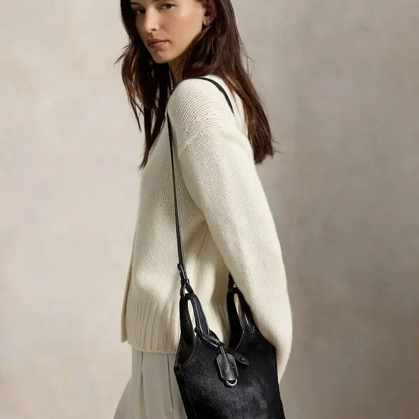 Ralph Lauren Polo Play Haircalf Tote & Crossbody - Black