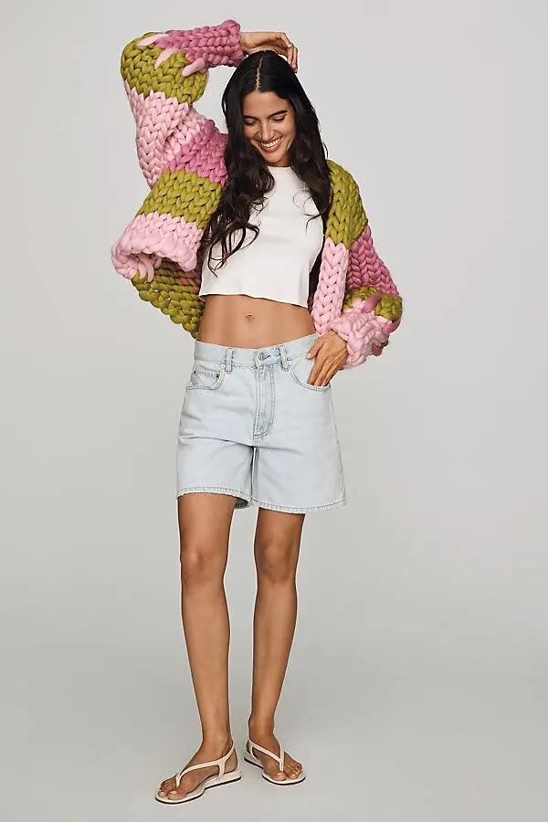 HOPE MACAULAY Noa Wool Chunky Knit Cardigan