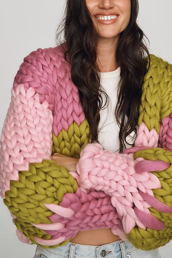 HOPE MACAULAY Noa Wool Chunky Knit Cardigan