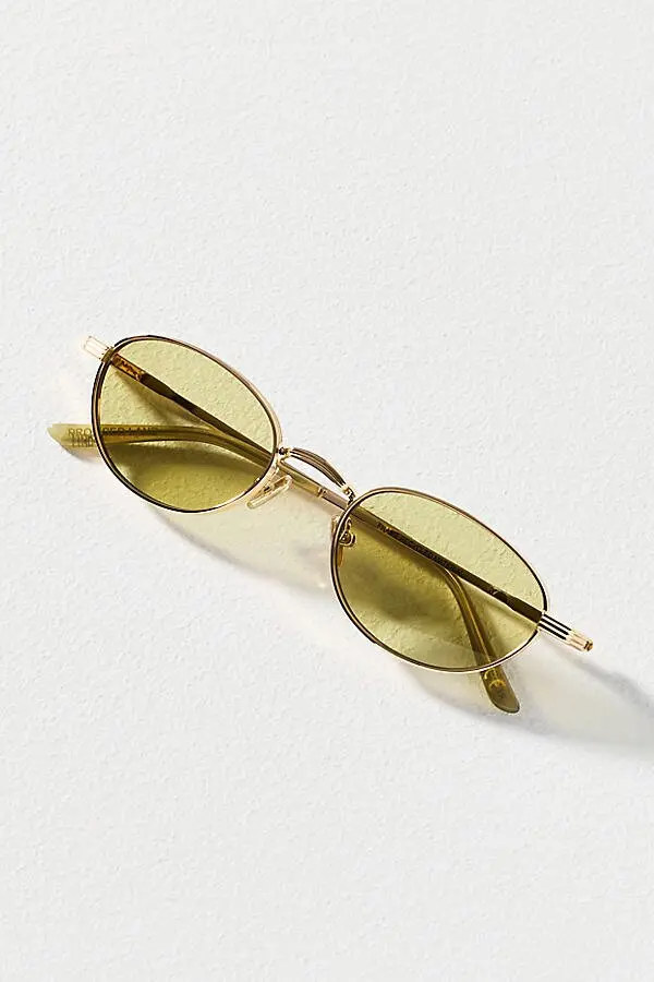 REALITY EYEWEAR Slim Metal Oval Sunglasses - Olive