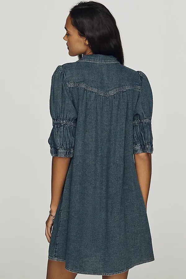 PILCRO Tallulah Cotton Puff Sleeve Mini Dress