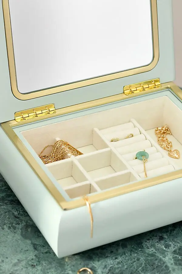 Anthropologie Mulberry Lacquered Jewelry Box - Duck Egg