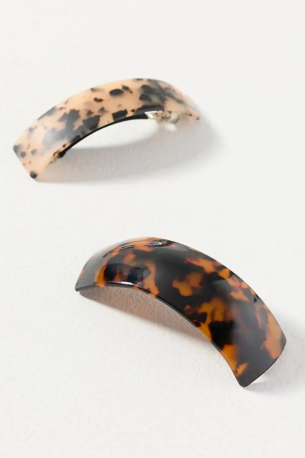 Anthropologie Set Of Two Resin Barrettes - Tortoise