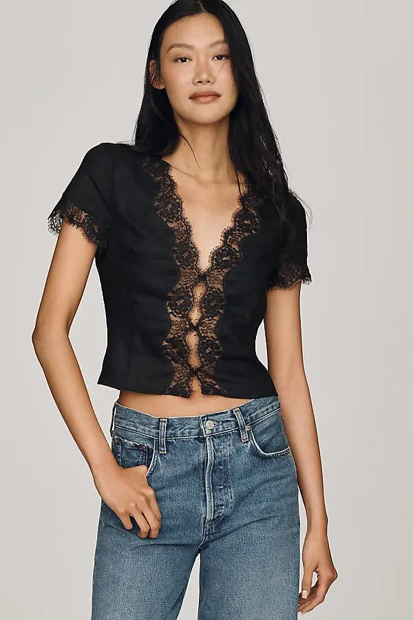REFORMATION Brynn Len Top - Black