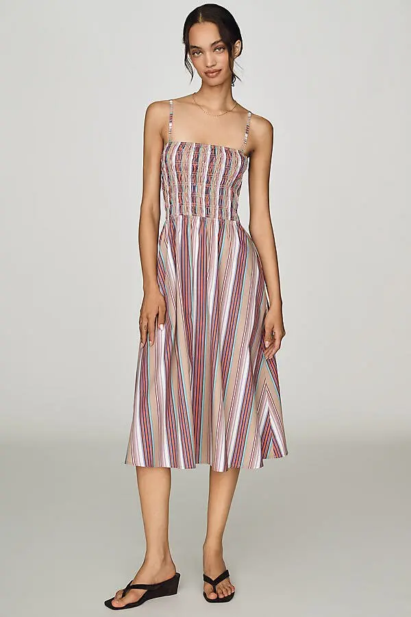 RAISONNEL Cotton Smocked A-le Midi Dress
