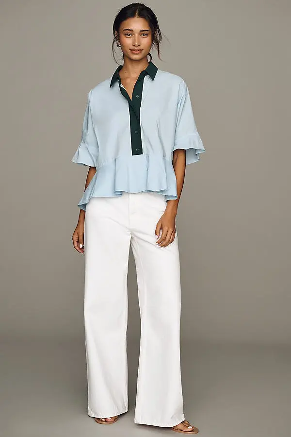 Essentiel Antwerp Kaylee Cotton Peplum Blouse