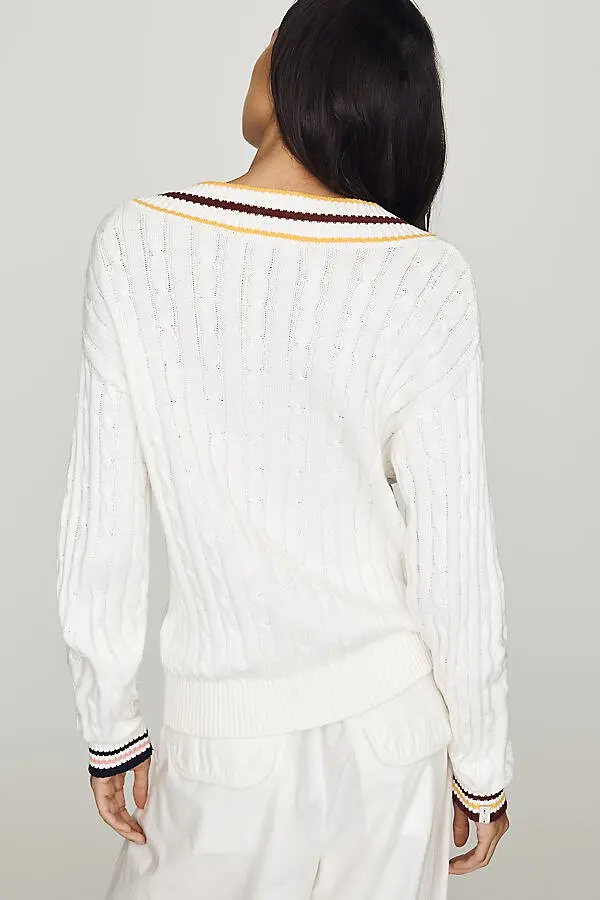 The Upside Josette Cable-knit V-neck Sweater