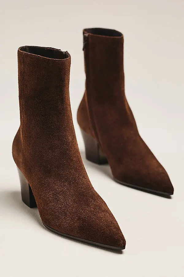 Jeffrey Campbell Joshua Tree Poted Toe Booties - Coffee Suede