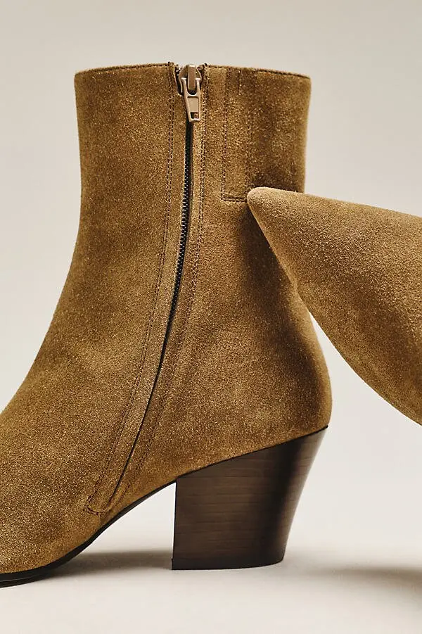 Jeffrey Campbell Joshua Tree Poted Toe Booties - Khaki Suede