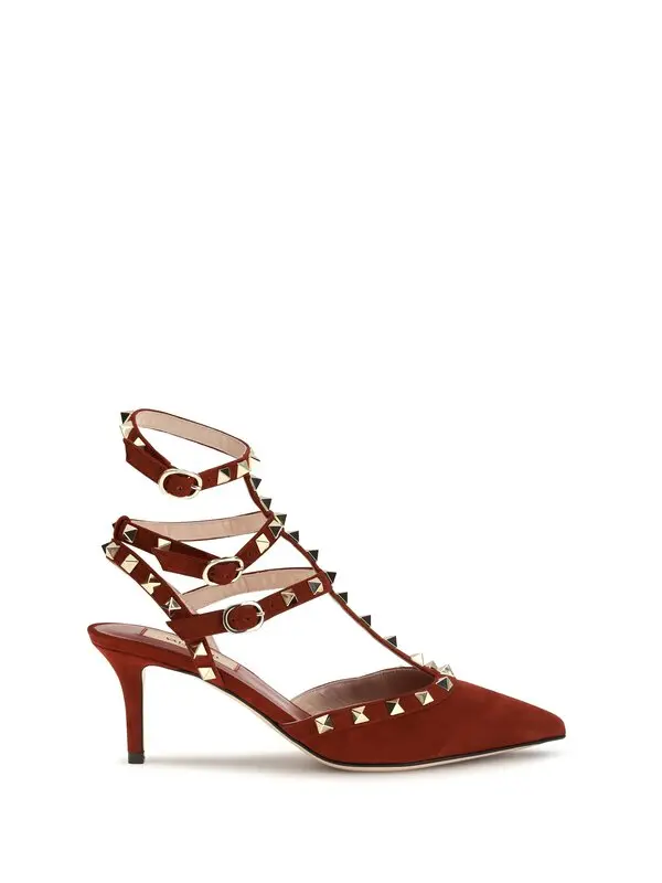 Valentino Garavani Rockstud Suede Pumps - Red